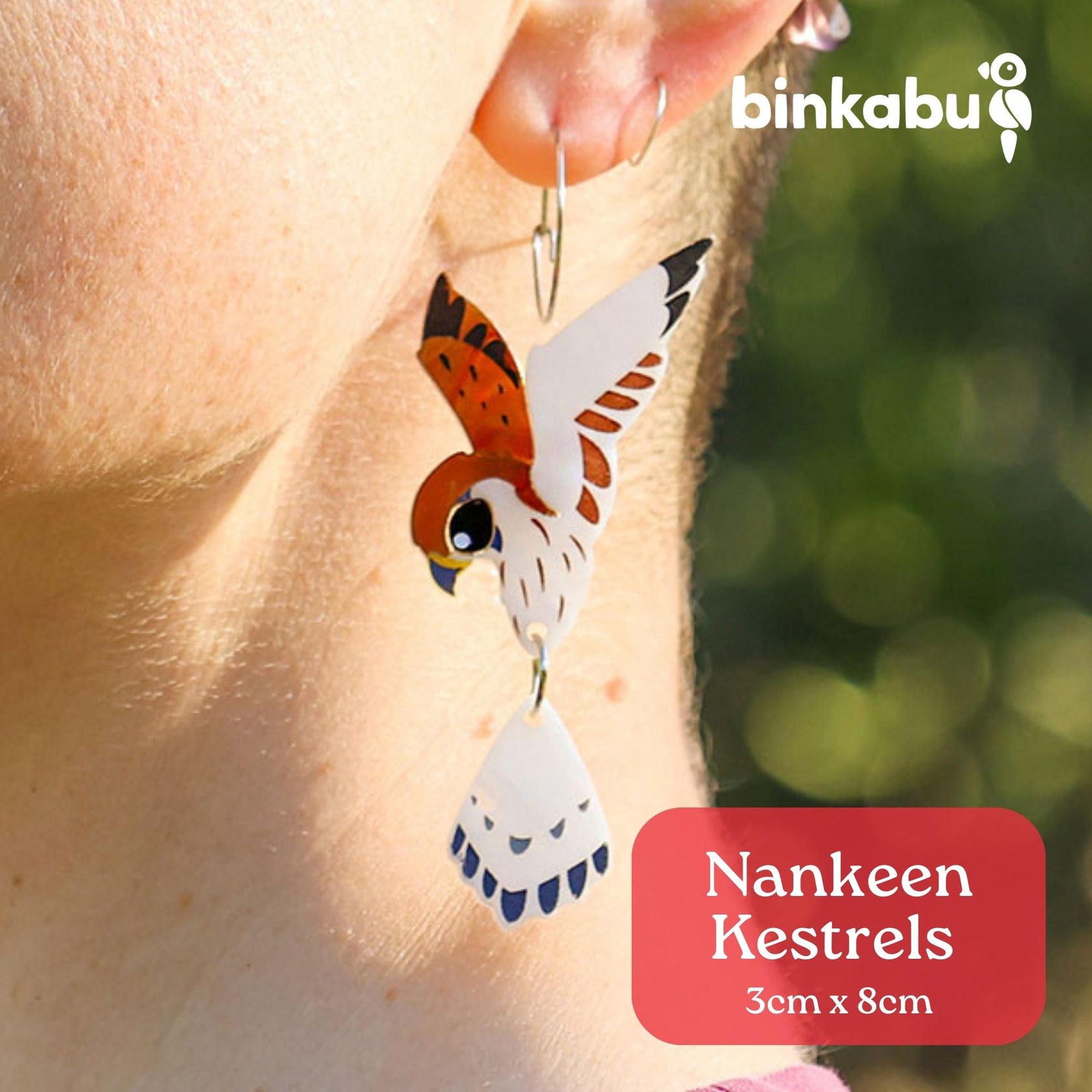 BINKABU | Acrylic Nankeen Kestrel Earrings | Birds of Prey