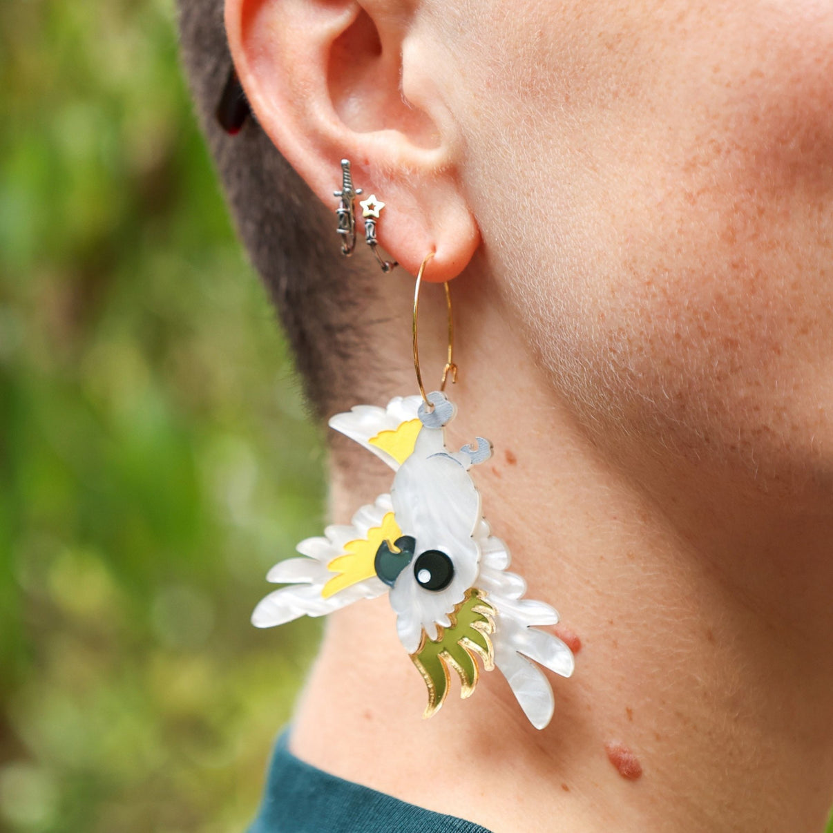 BINKABU | Acrylic Sulphur-Crested Cockatoos | Statement Bird Earrings ...