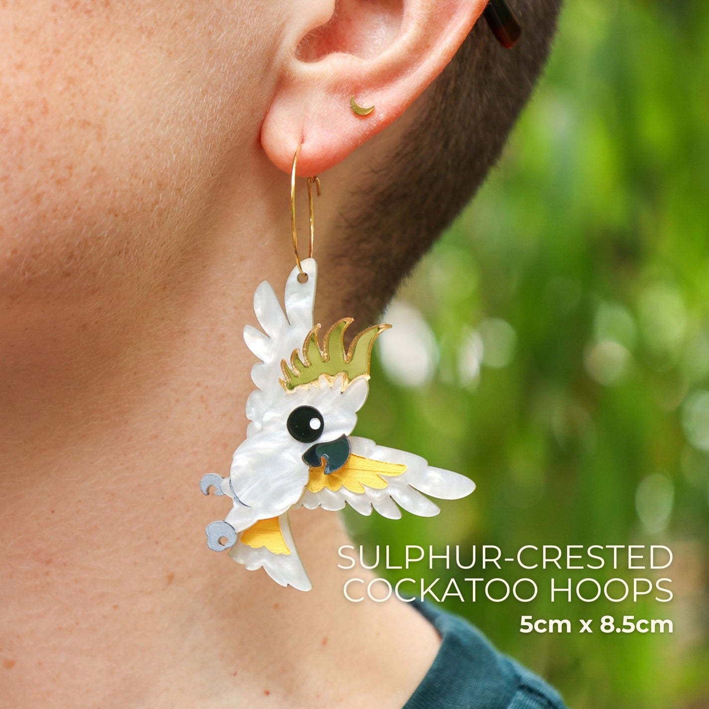BINKABU | Acrylic Sulphur-Crested Cockatoos | Statement Bird Earrings ...