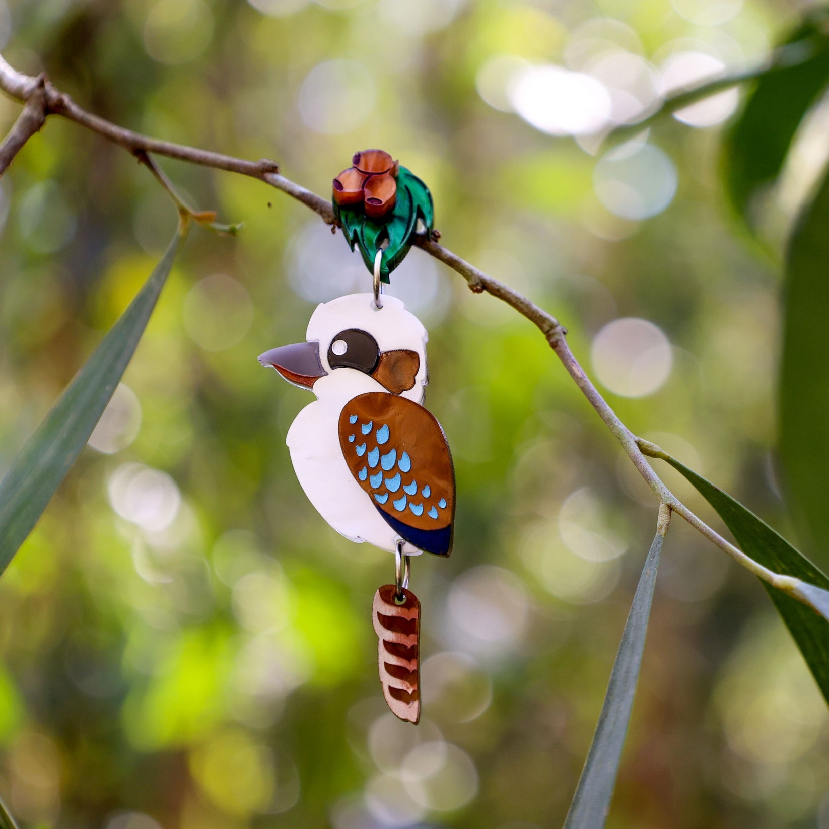 BINKABU | Acrylic Kookaburra Earrings | Statement Bird Earrings ...
