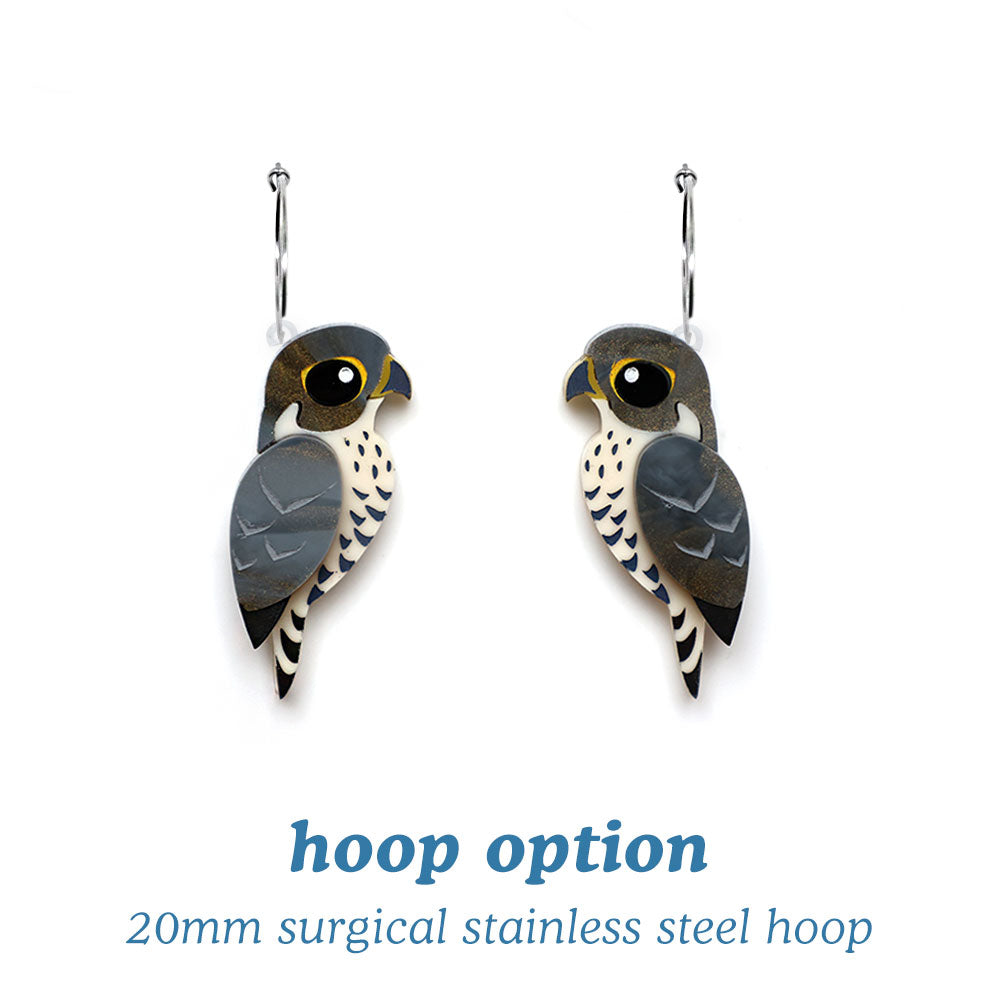 BINKABU | Acrylic Peregrine Falcon Earrings | Birds of Prey