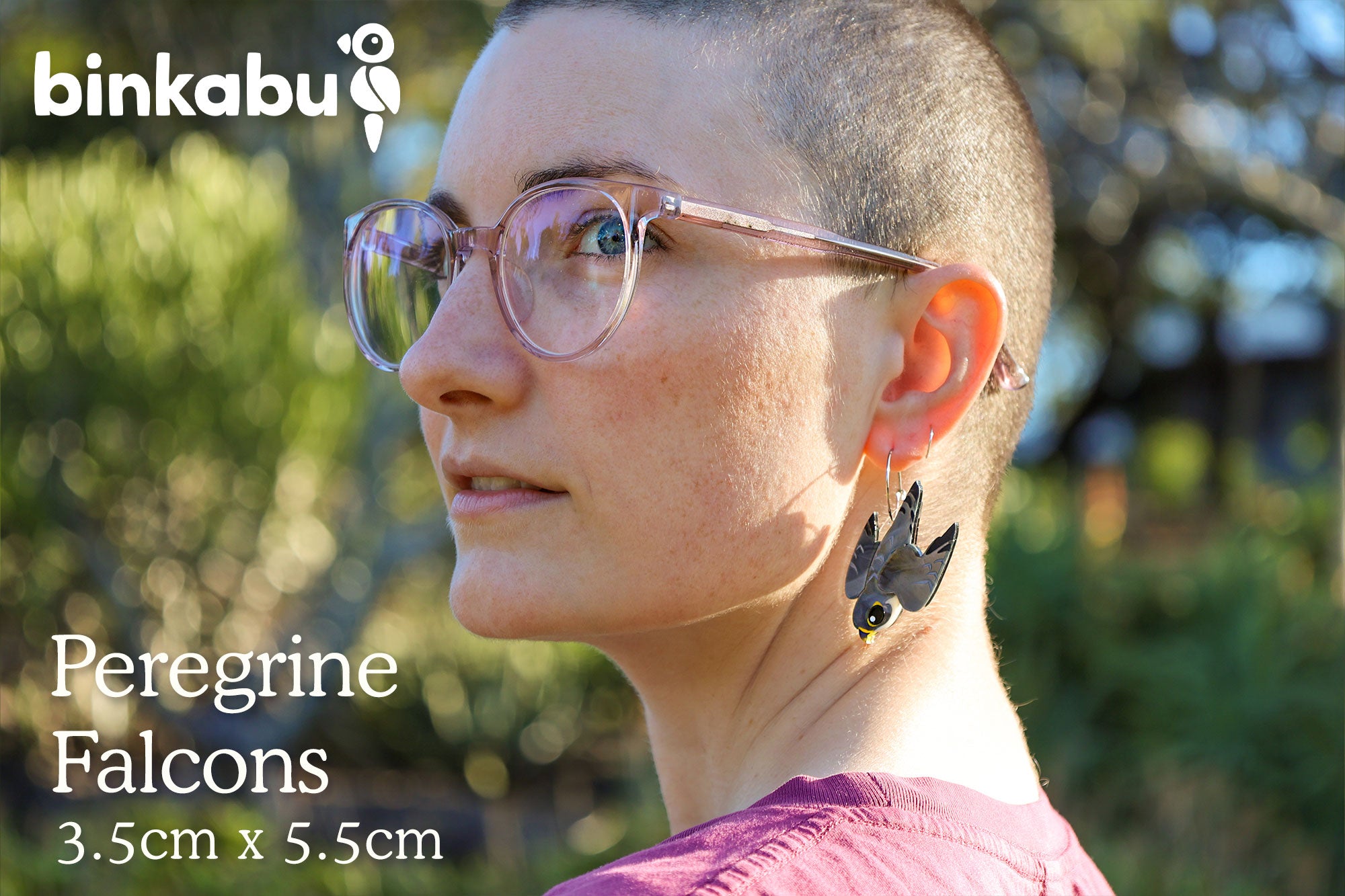 BINKABU | Acrylic Peregrine Falcon Earrings | Birds of Prey